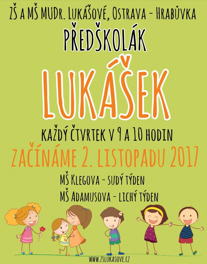 Předškolák Lukášek – pozvánka – ZŠ MUDr. Emílie Lukášové a Klegova